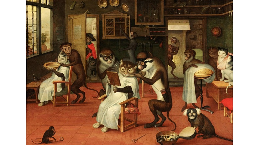 Barbershop with Monkeys and Cats by Abraham Teniers | Society of ...