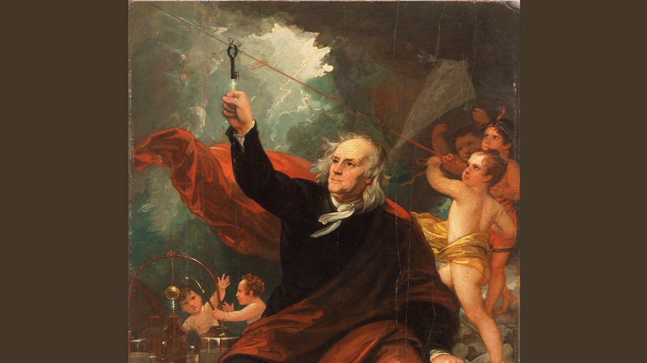 Benjamin Franklin Drawing Electricity from the Sky by Benjamin West ...