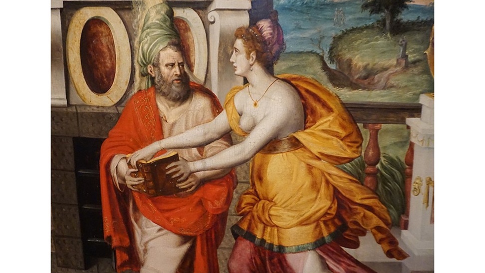 Socrates and Xanthippe, Luca Penni husband and wife couple fighting ...